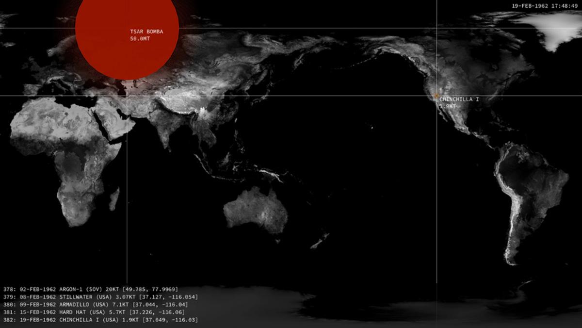 A chilling map through time of every recorded nuclear detonation in ...